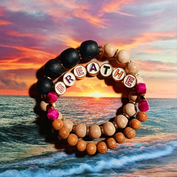 Breathe | Love | Joyful Letter Bracelet ~ Diffuser Bracelet ~ Word ...
