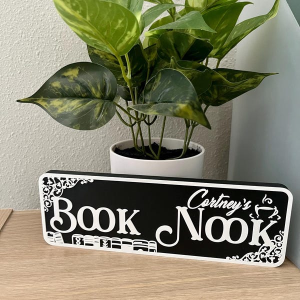 Book Nook Personalized Library Sign Bookshelf Shelf Sitter 3D Printed ...