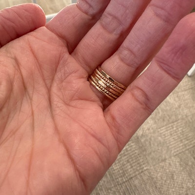 Gold Stacking Ring Set // Set of 6 Yellow Gold Stackable Rings // 14K ...