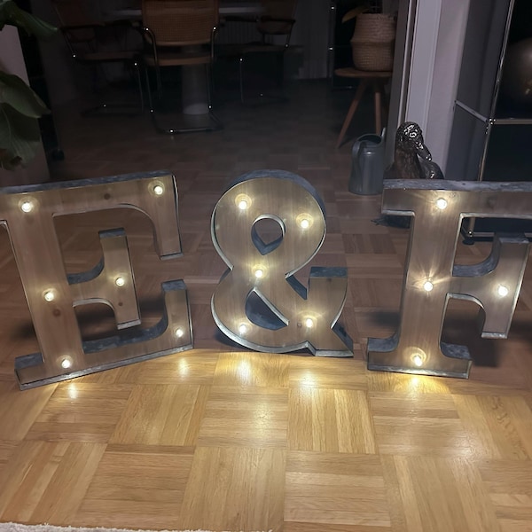 XL Rustic Barn Style Giant Wooden LED Light up Letter Lights - A-Z ...