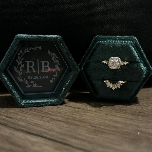 Personalized Velvet Ring Box, Wedding Ring Box, Engagement Ring Box ...