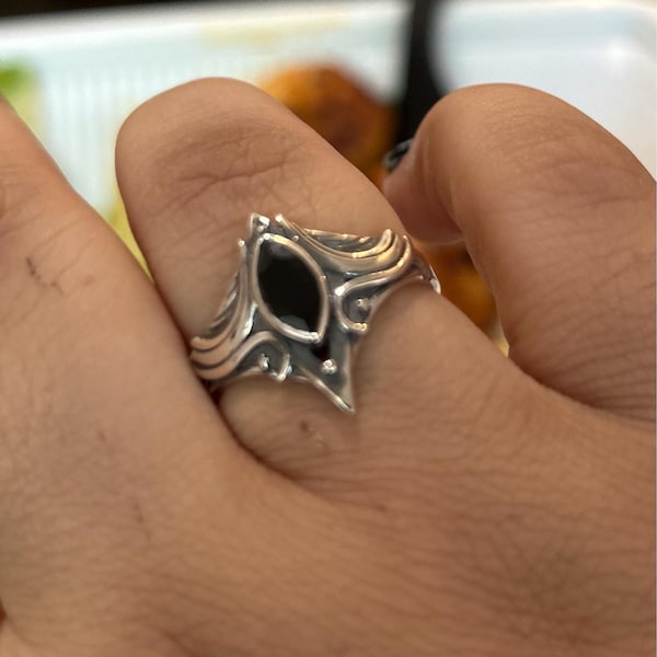 Genuine Black Onyx Ring* Handmade Gothic Black Onyx Ring* Unique Gift ...