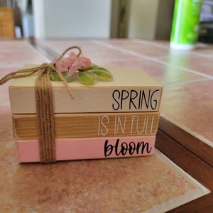 Spring Mini Wood Book Stack/tier Tray Decor/spring Decor/ Wood Books ...