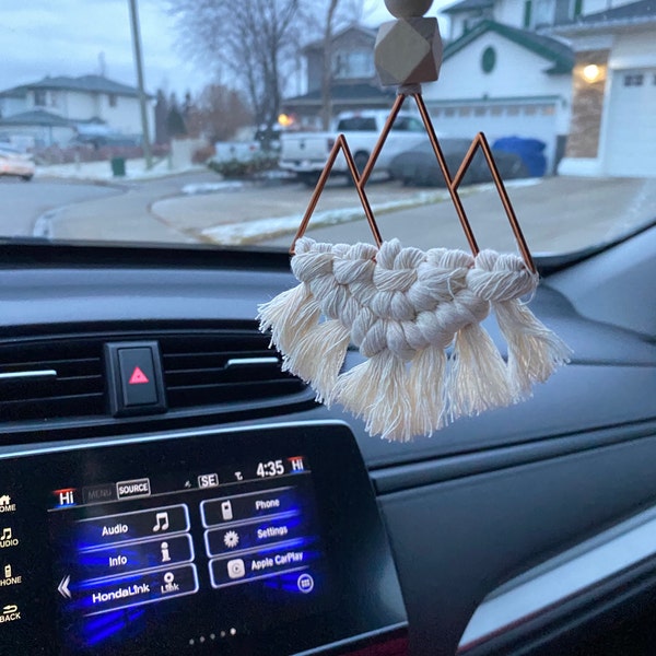 Macrame Car Charm, Christian Themed Car Decor, Macrame Car Diffuser ...