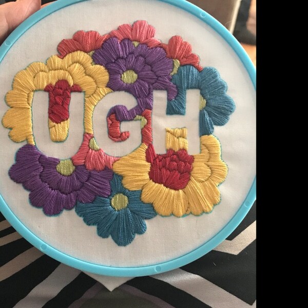 Digital Hand Embroidery Pattern Floral Pastel Ugh Design Digital PDF ...