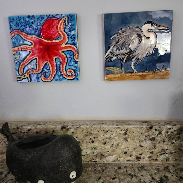Flamingo Hand Painted Ceramic Art Tile 6x6 Inches With Optional ...