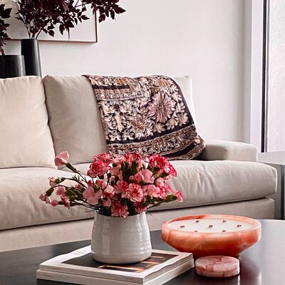 10 Oversized Dark Pink Himalayan Salt Candle Bowl/ Pure Coconut Apricot ...