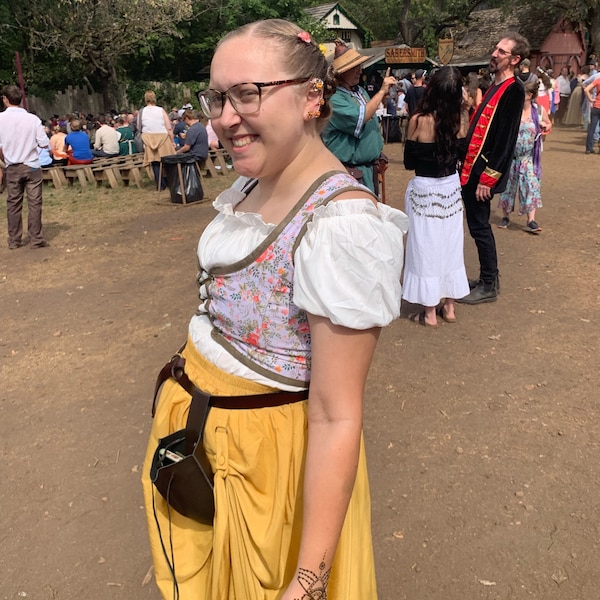 Hobbit Bodice, Renaissance Corset Flowers Cottagecore Style Corset Vest ...