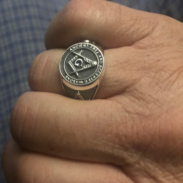 Masonic Ring Signet Ring AF & AM Ancient Free and Accepted Masons ...