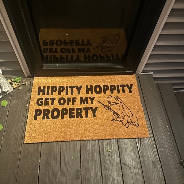 Hippity Hoppity Get off My Property Frog Doormat, Outdoor Front Porch ...