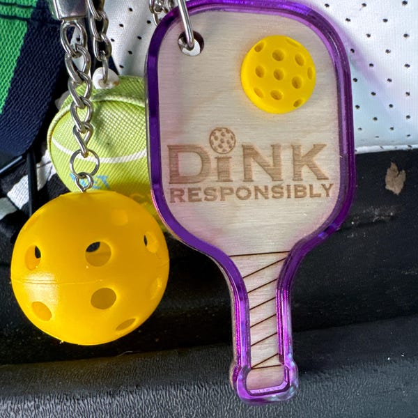 Pickleball Keychain or Bag Tag, Engraved With Name and Saying - Etsy