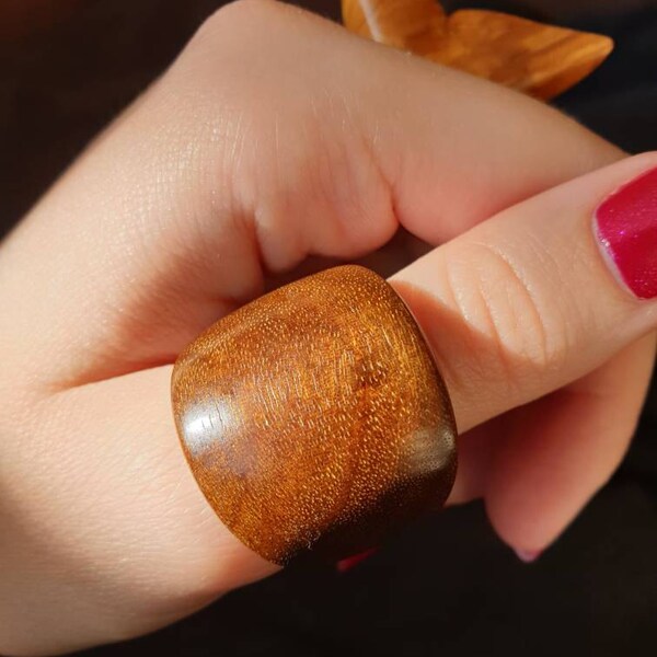Wooden Ring, Teak Wood, Made to Order, for Women, Wooden Jewelry, Gift ...