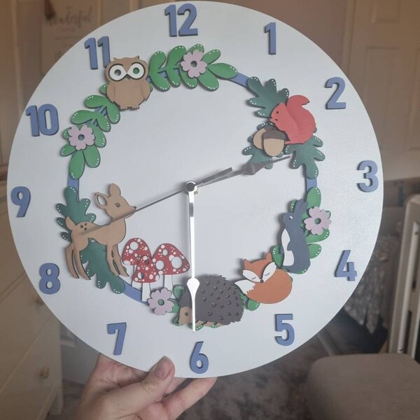 Woodland Themed Clock. Wall Art, Time Teller. - Etsy