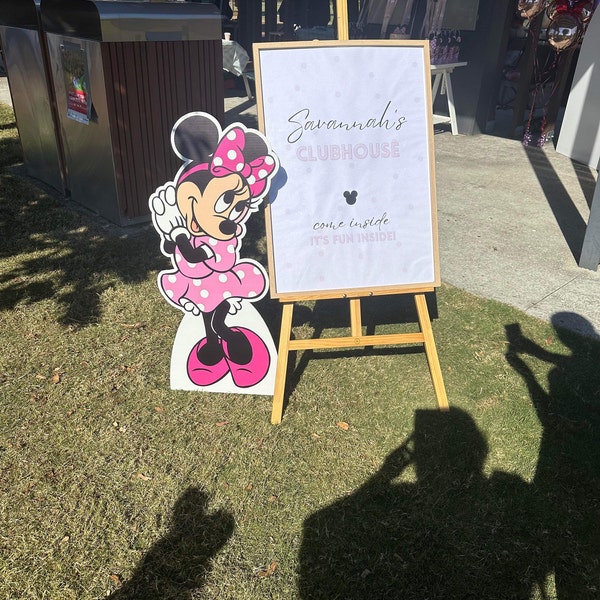 Minnie Mouse Welcome Sign, Girl Pink Minnie Mouse Party Decor, Welcome ...