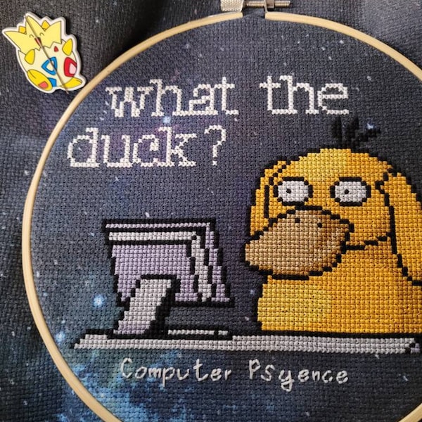 Funny Psyduck Mem Pokemon Office Cross Stitch Pattern PDF Video Game ...