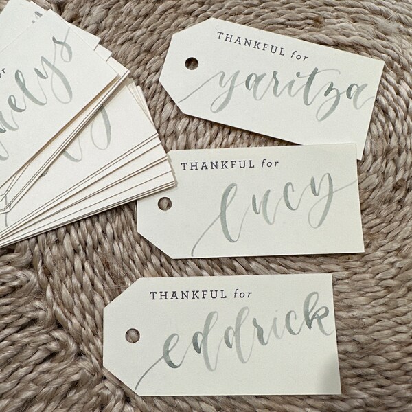 Watercolor Thankful for Placecards, Personalized Thanksgiving Tags ...
