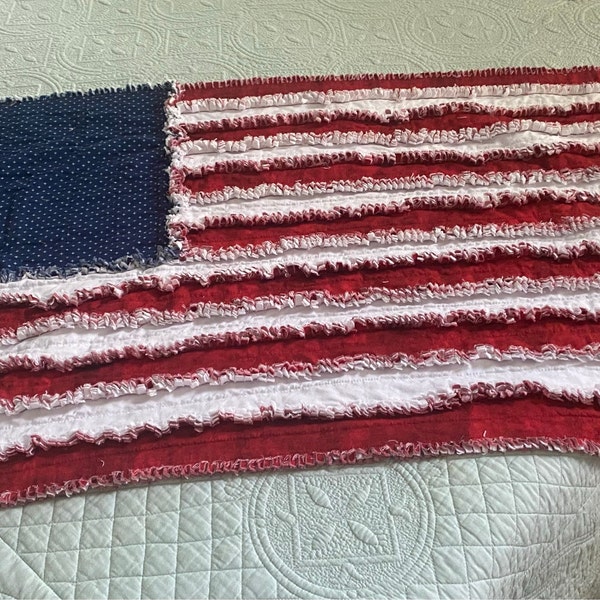 Rag Flag Quilt Pattern 42" X 27" Primitive Raggedy American Flag ...