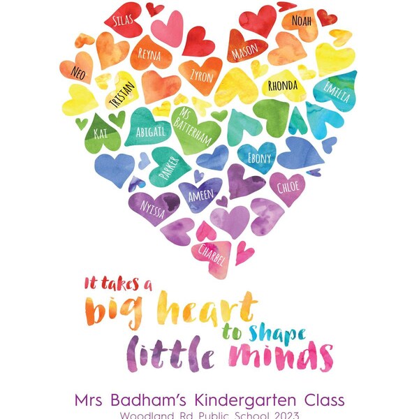 Custom Teacher Heart Printable - Personalized Teacher Appreciation ...