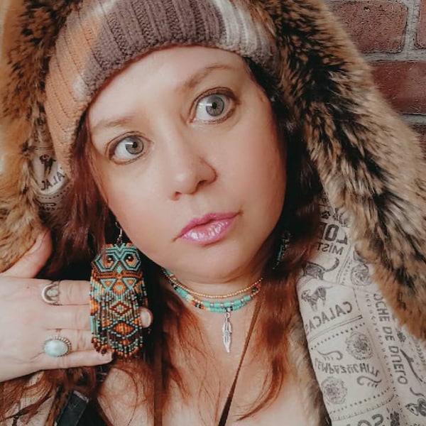 Cream Tiara - Native Beaded Hair Barrette in Elegant Brown & Blue ...