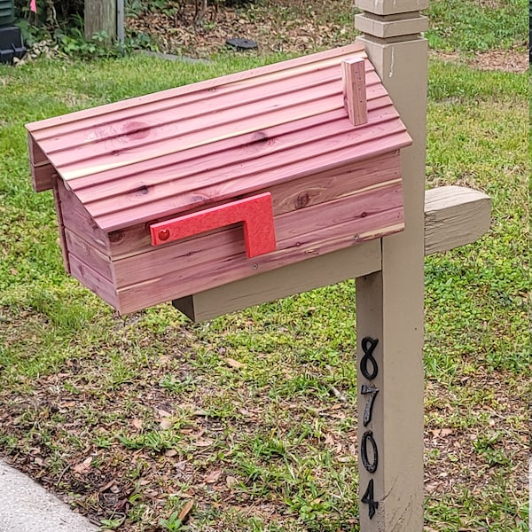 The Stone Bridge Cedar Mailbox | Cedar Log Cabin Mailbox | Metal Box ...