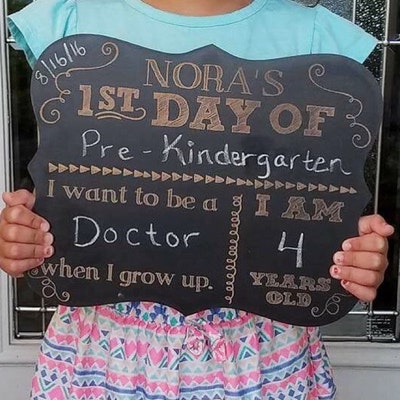 First Day of School Chalkboard, Kindergarten Sign, Back to School ...