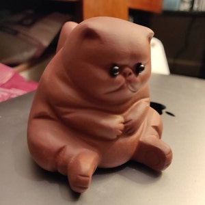 Purple Clay Thinker Cat Statue, Feng Shui Decor Figurine, Zisha Yixing ...