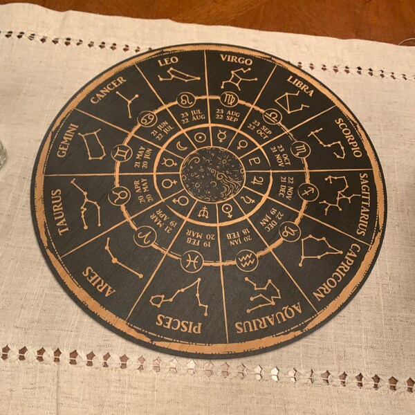 Zodiac Wheel Board // Astrology Guide // Magickal Decor - Etsy