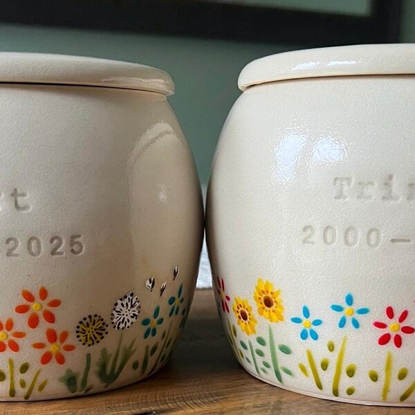 Handmade Pet Urn | Garden Blossoms | Ceramic Urn | for Ashes ...