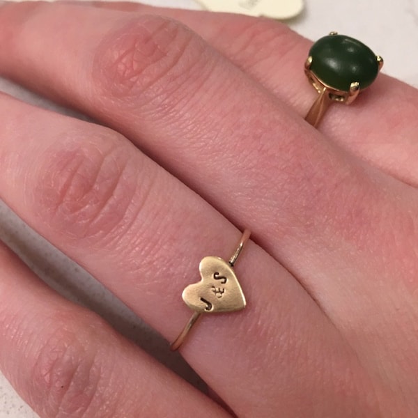 Initial Ring. Gold Heart Ring. 14k Gold Filled Stacking RING. Custom ...