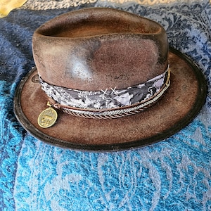 Vintage Rare Hat, High Bowler Western Cowboy Distressed.1 Stock 55cm - Etsy