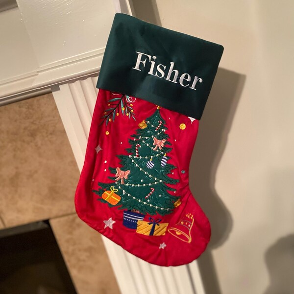 Personalized Christmas Stockings Luxury Velvet Stocking Embroidered ...