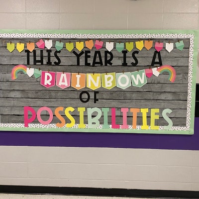 Bright Rainbow Classroom Decor, Bulletin Board Kit, Classroom Posters ...