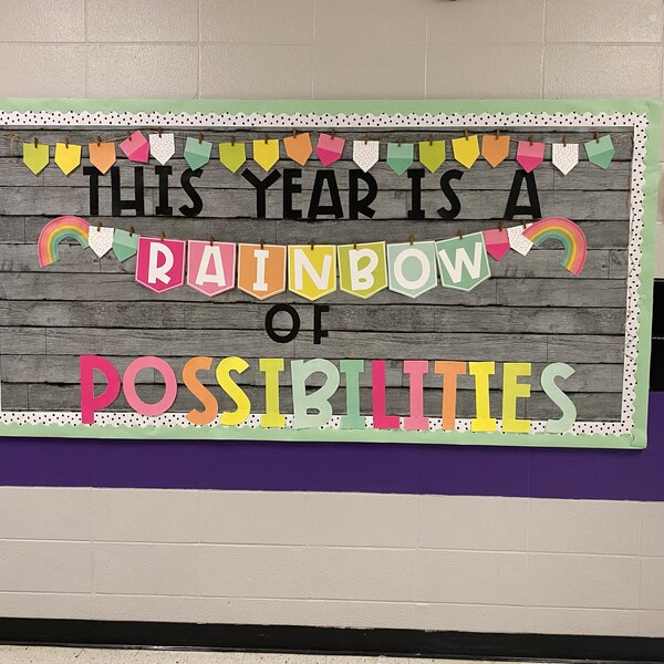Bright Rainbow Classroom Decor, Bulletin Board Kit, Classroom Posters ...