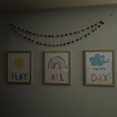 Play All Day Printable Set of 3, Lets Play Sign, Nursery Wall Art ...