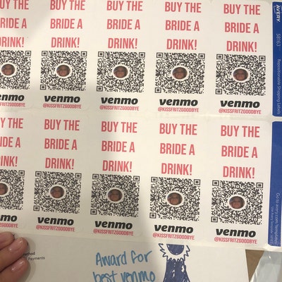Venmo QR Code Stickers / Cash App QR Code for Bachelorette - Etsy