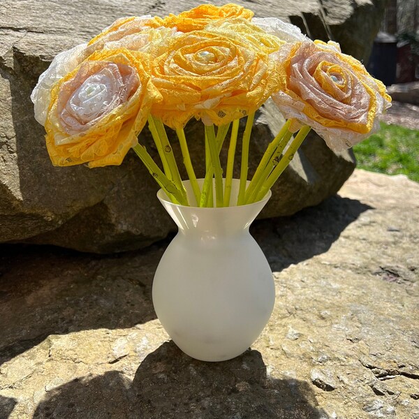 White Lace Roses With Stems, Lace Flower Bouquet, Lace Flowers, Lace ...