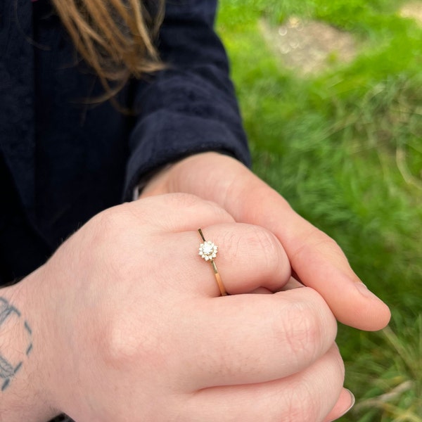 Diamond Gold Ring,diamond Ring,engagement Ring,birthday Gift,cluster ...