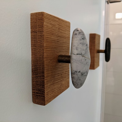 Large Rock Knob/hook, Made in USA, Michigan Stone, Bifold Door Knob - Etsy