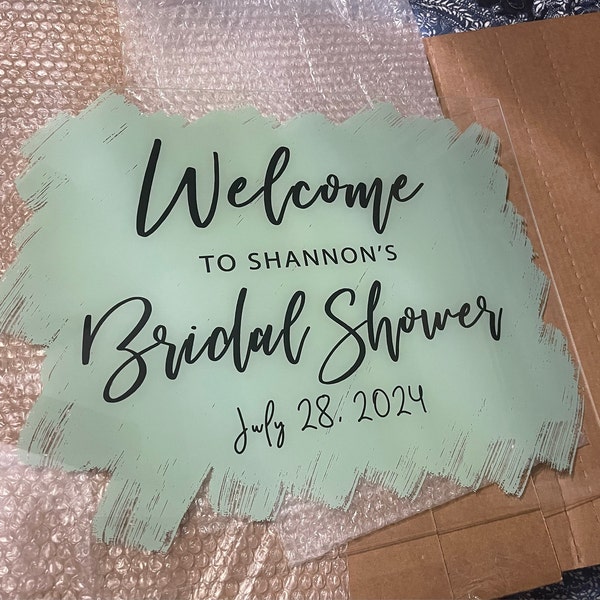 Wedding Shower Acrylic Sign, Personalized Bridal Shower Welcome Sign ...