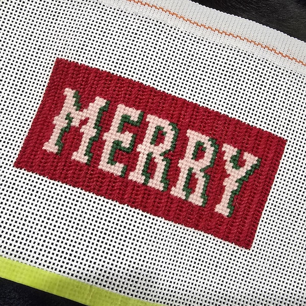 Merry Needlepoint Pattern| 13 Mesh Pattern Chart | Digital Needlepoint ...