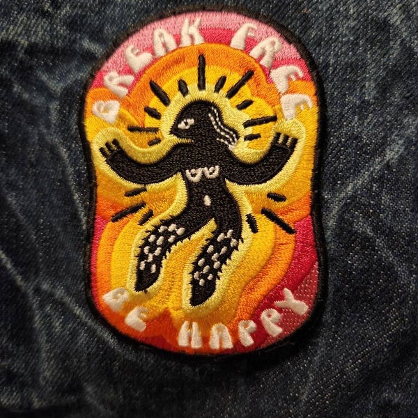 Mini Neon Happy Sad Face Iron-on Patch - Trippy 90s Acid Y2K Cute Rave ...