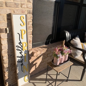 Oh Hello Spring Sign Double Sided Sign Easter Wood Sign Spring Porch ...