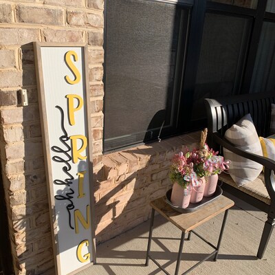 Oh Hello Spring Sign Double Sided Sign Easter Wood Sign Spring Porch ...