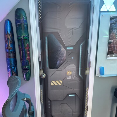 Sci-fi Door, Star Ship, Spaceship Mural for Door, Wall, Fridge, Sticker ...