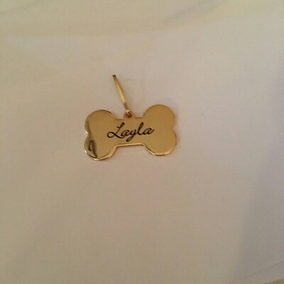 Personalized Gold Dog Bone Pet Tag, Dog Name Tag, Engraved Dog Tag ...