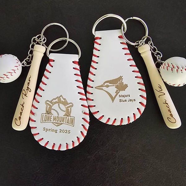 Personalized Leather Baseball Keychain, Groomsmen Mini Baseball ...