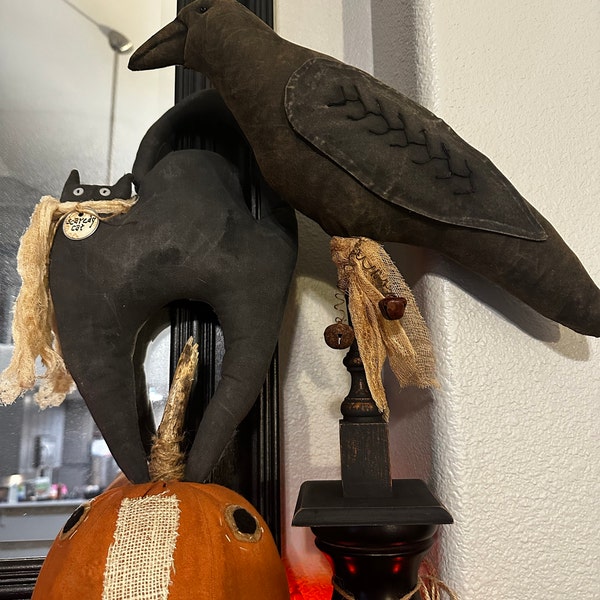 Primitive Crow, Primitive Fall, Primitive Halloween, Crow Decor - Etsy
