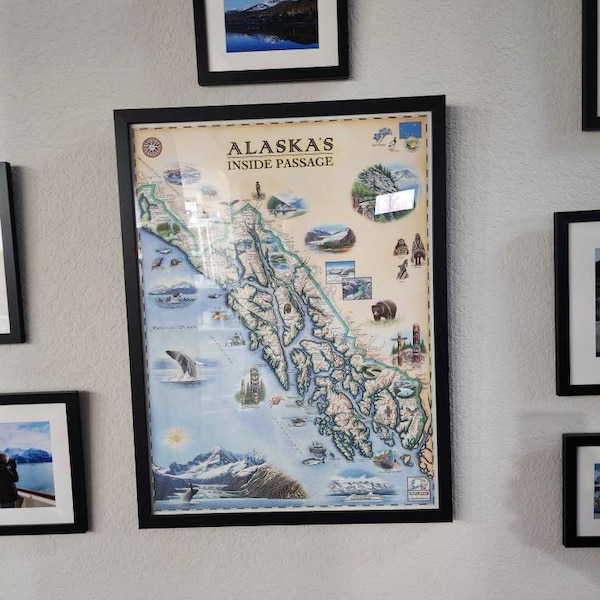 Glacier National Park Hand-drawn Map Poster - Authentic 18x24 Vintage ...