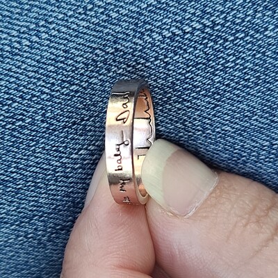 Memorial Handwriting Ring Actual Handwriting Band Ring Eternity Ring ...