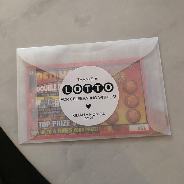 Lotto Favor Stickers, Thanks a Lotto for Celebrating V4, Wedding ...